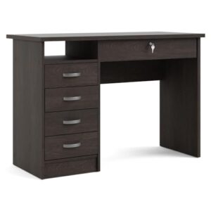 tvilum, dark chocolate walden desk with 5 drawers