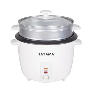 tayama rice cooker with steam tray 8 cups, white (rc-8r)