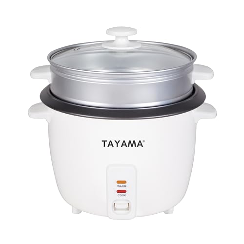 Tayama Rice Cooker with Steam Tray 8 Cups, White (RC-8R)