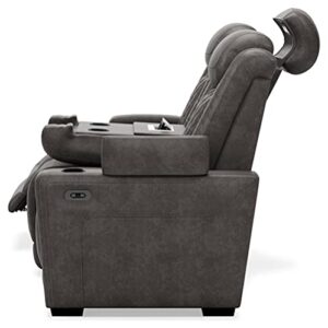 Signature Design by Ashley Hyllmont Power RecliningSofa with Adjustable Headrest, Weathered Gray