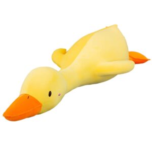 goose plush toy cute duck plushie hugging plush pillow duck stuffed animal for kids and friends (yellow round eyes,25.6'')