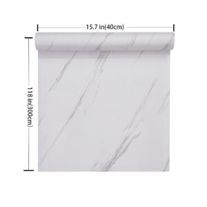 Glossy Marble Wallpaper Granite Gray/White Peel and Stick Self Adhesive Removable Waterproof Countertop Paper for Cabinet Furniture Kitchen Viny Film, 15.8″ ×118″