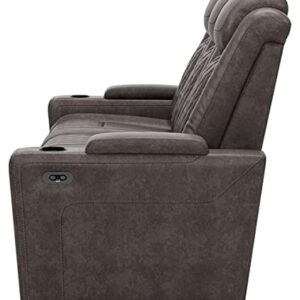 Signature Design by Ashley Hyllmont Power RecliningSofa with Adjustable Headrest, Weathered Gray