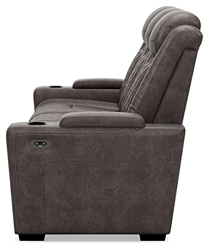 Signature Design by Ashley Hyllmont Power RecliningSofa with Adjustable Headrest, Weathered Gray