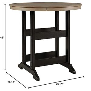 Signature Design by Ashley Fairen Trail Modern Round Bar Table with Umbrella Option , Black & Brown