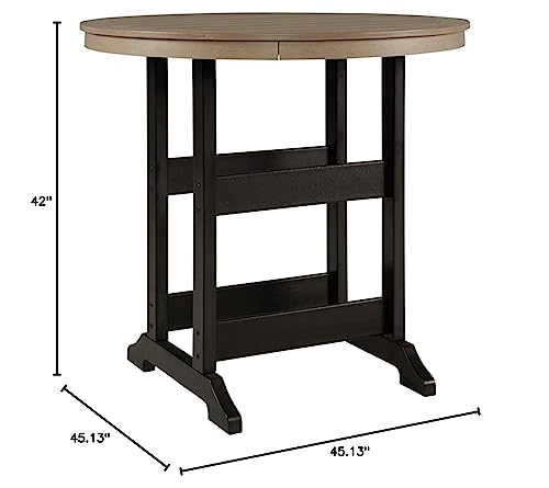 Signature Design by Ashley Fairen Trail Modern Round Bar Table with Umbrella Option , Black & Brown