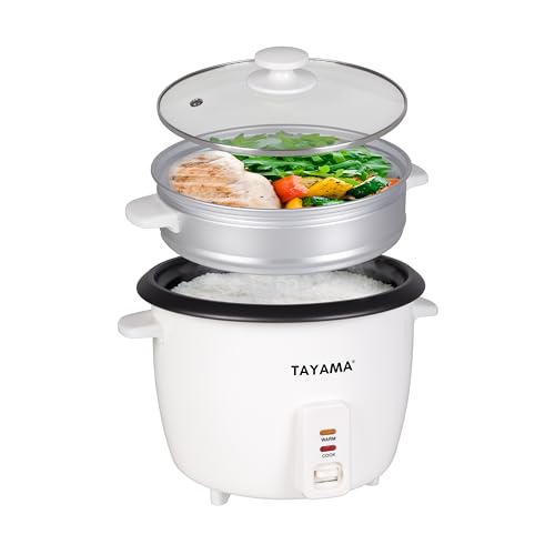 Tayama Rice Cooker with Steam Tray 8 Cups, White (RC-8R)