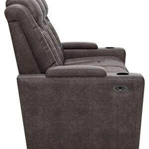 Signature Design by Ashley Hyllmont Power RecliningSofa with Adjustable Headrest, Weathered Gray