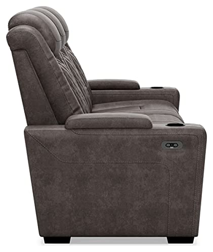 Signature Design by Ashley Hyllmont Power RecliningSofa with Adjustable Headrest, Weathered Gray