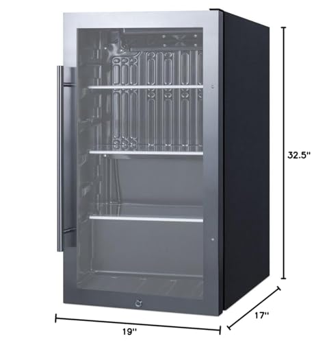 Summit Appliance SPR488BOSADA Shallow Depth Indoor/Outdoor Beverage Cooler, ADA Compliant, Built-in Capable, Weatherproof Design, 17" Shallow Depth, Double Pane Tempered Glass Door, Automatic Defrost