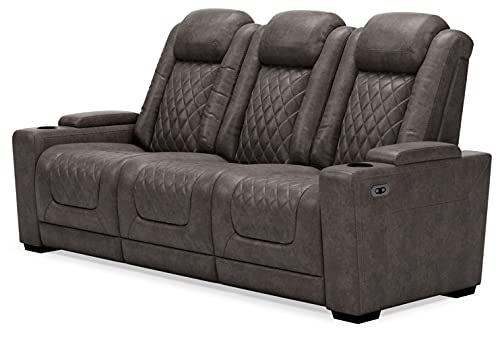 Signature Design by Ashley Hyllmont Power RecliningSofa with Adjustable Headrest, Weathered Gray