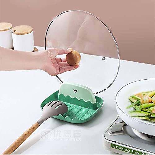 Utensil Rest Holder for Kitchen Cooking, Heat-Resistant, BPA-Free Spoon Rest & Spoon Holder, Creative Kitchen Spatula Rest Organizer for Ladles, Tongs, Forks (Green)