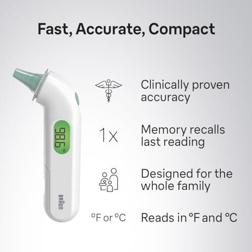 Braun ThermoScan 4 Digital Ear Thermometer, Professional Accuracy with Color Coded and Audio Fever Guidance for Babies, Toddlers, Kids and Adults, FSA and HSA Eligible