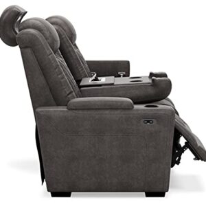 Signature Design by Ashley Hyllmont Power RecliningSofa with Adjustable Headrest, Weathered Gray