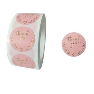 pink forest thank you sticker , wedding souvenirs seal lable , 500pcs romantic pink bronzing sticker for greeting cards, flower bouquets , mailers bag