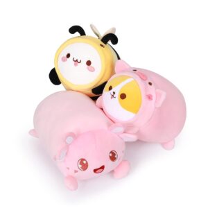 aixini 8 inch plush toys set 3pcs cute panda/deer/pig plush stuffed animals packs, super soft cartoon hugging toy gifts for bedding kawaii pillow