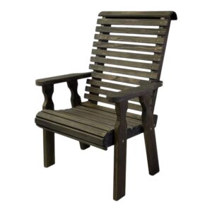 amish casual heavy duty 600 lb roll back high back treated patio chair (dark walnut stain)