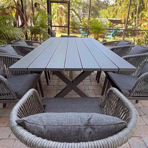 PURPLE LEAF 2 Pieces Patio Furniture Outdoor Dining Chairs All-Weather Wicker for Lawn Garden Backyard Deck Patio Dining Chairs with Cushions and Pillows, Grey