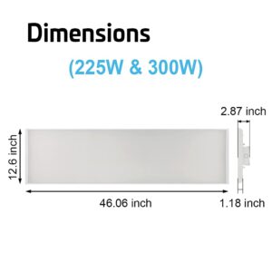 Konlite 4FT LED High Bay Light - Pack of 2-300W - 42000LM - 1-10V dimmable - 5000K - UL and DLC Listed - Replaces 8 Lamp Fluorescent T5 Fixture