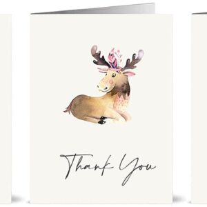 the lazy panda card company 20 x Watercolor Animal Thank You Cards with Envelopes