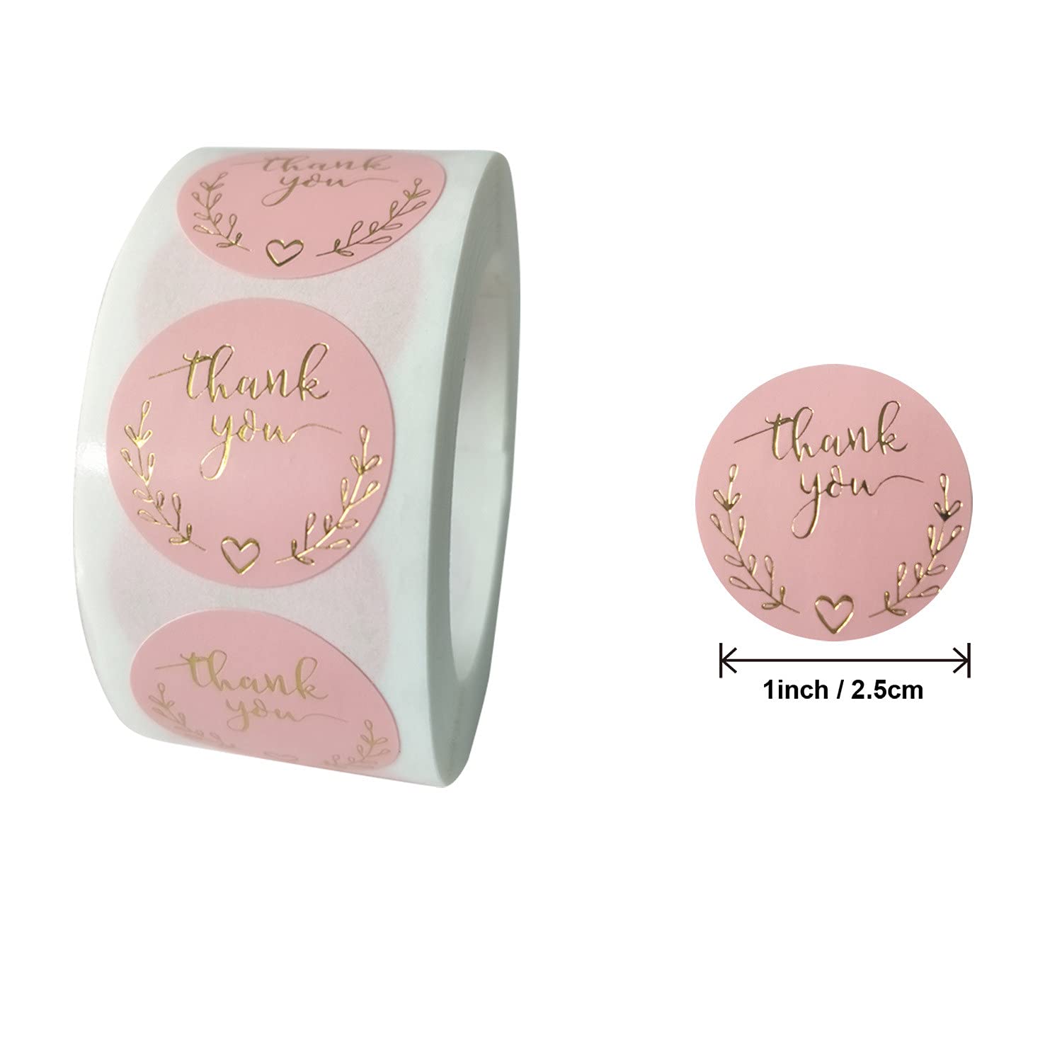 Pink Forest Thank You Sticker , Wedding Souvenirs Seal Lable , 500pcs Romantic Pink Bronzing Sticker for Greeting Cards, Flower Bouquets , Mailers Bag