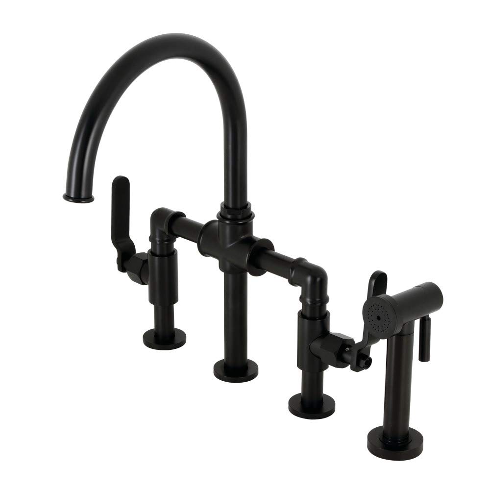 Kingston Brass KS2330KL Whitaker Bridge Kitchen Faucet, Matte Black