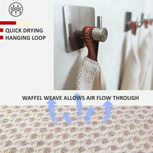 ANEWAY Kitchen Towels 100% Cotton Waffle Weave Dish Towel for Cleaning Drying Dishes Extra Absorbent and Soft, Dish Cloth,13 x 28 in(Beige-4 Pack)