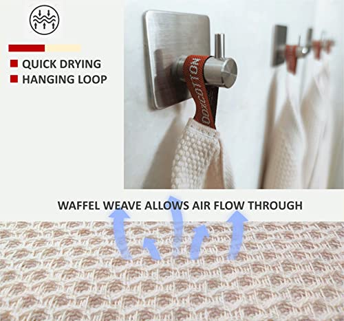 ANEWAY Kitchen Towels 100% Cotton Waffle Weave Dish Towel for Cleaning Drying Dishes Extra Absorbent and Soft, Dish Cloth,13 x 28 in(Beige-4 Pack)