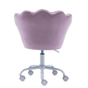 chairus Cute Kids Desk Chair Velvet Living Room Accent Armchair Upholstered Teens Vanity Chair with Seashell Back, Adjustable Swivel Children Study Chair for Computer Homework, Purple