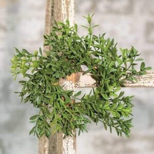 HAPPY DEALS ~ New England Boxwood Candle Ring | 2 inch Center | Greenery Candle Ring Wreath | 6 inch | FXP78275, Green