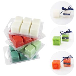 50 Packs Wax Melt Clamshells Molds,Wax Melt Containers,6 Cavity Clear Plastic Cube Tray for Wickless Wax Melt Candles