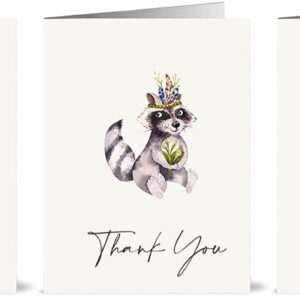 the lazy panda card company 20 x Watercolor Animal Thank You Cards with Envelopes