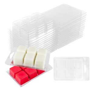 50 packs wax melt clamshells molds,wax melt containers,6 cavity clear plastic cube tray for wickless wax melt candles