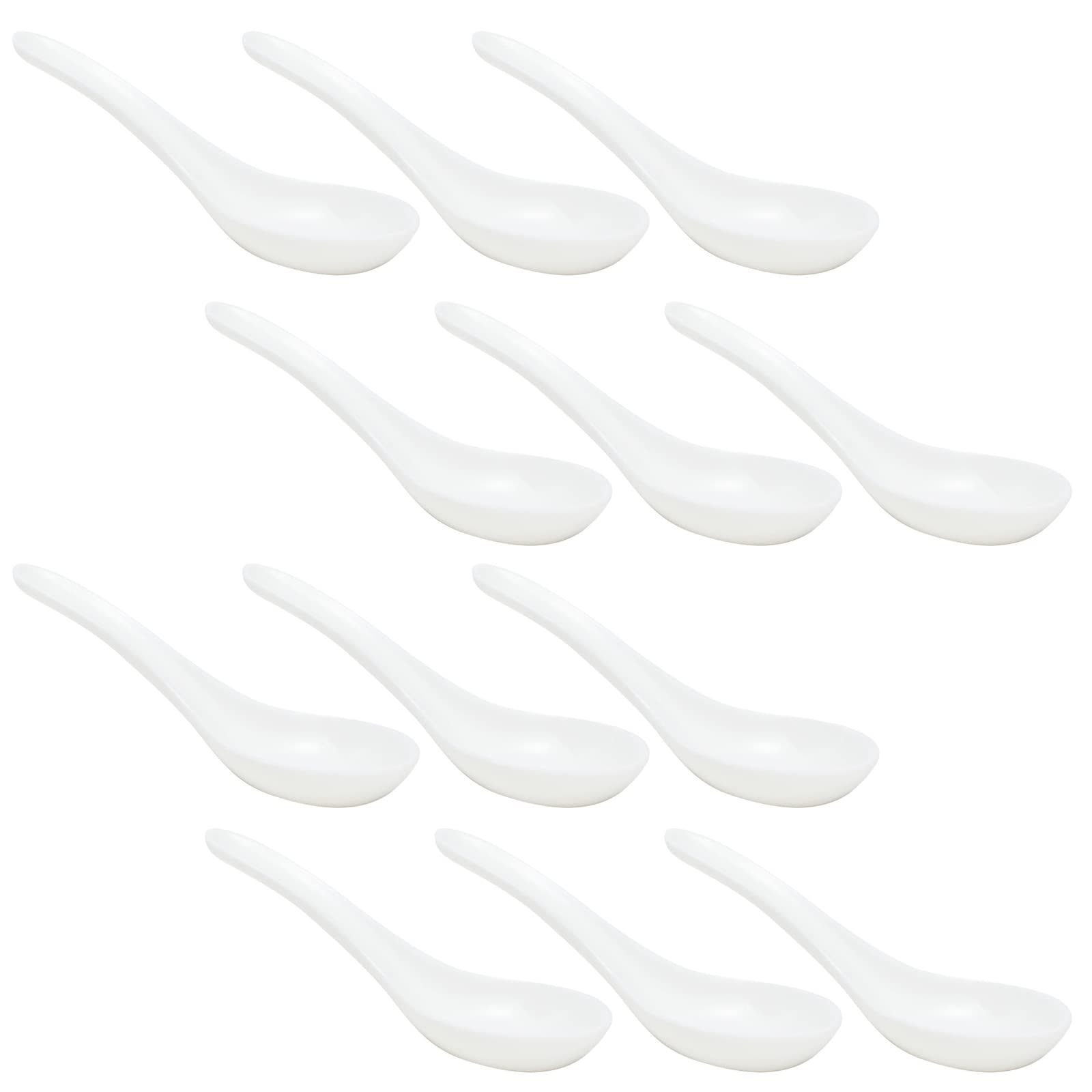 Melamine Rice Spoon for Noodles, Ramen, Miso Soup, Won Ton (1.5 x 5 In, 12 Pack)