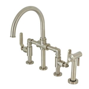 kingston brass ks2338kl whitaker bridge kitchen faucet, brushed nickel