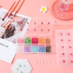 2 Pieces Nail Tip False Empty Nail Tips Organizer Storage Box with 10 Number Spaces Storage Case Container Nail Box Plastic Grid Box for Fingernail Crystal, Jewelry, Nail Accessories (White)