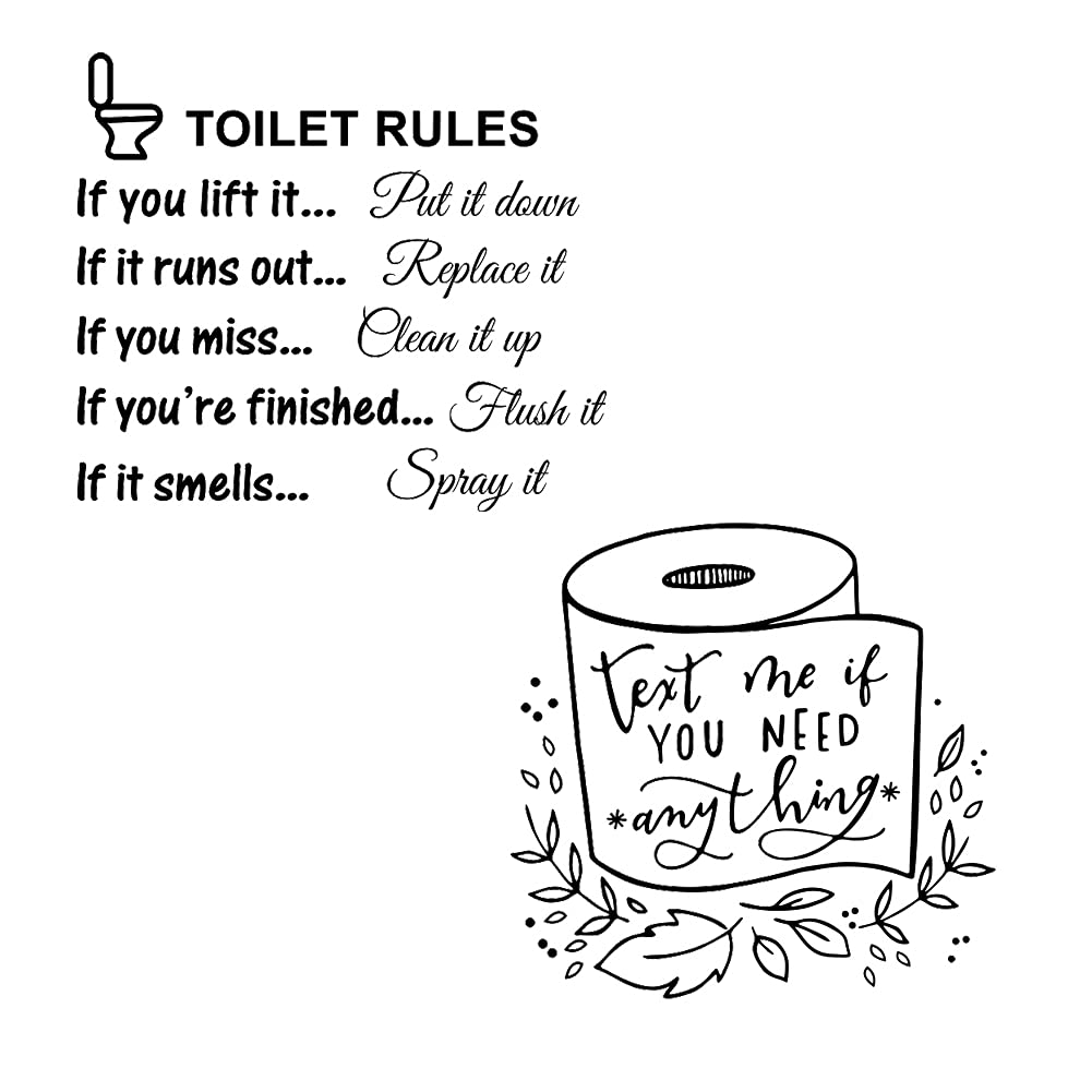 NC Home Stickers Toilet Rules Bathroom Decals Wall Quotes Vinyl Stickers Wall Art Decor for Bathroom Large Wall Sticker Home Decorations.