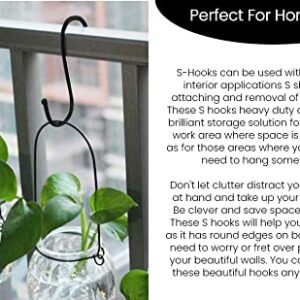 WHITECLOUDZ 30 Pack Black S Hooks for Hanging Plants, Metal Hooks for Hanging, S Hooks for Hanging Heavy Duty, Durable S Shaped Kitchen Hooks for Kitchenware, Pots, Utensils, Clothes & Bags