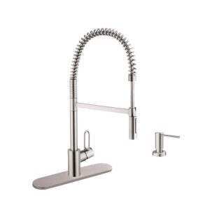 talis loop steel optic 2-spray semi-pro kitchen faucet + soap dispenser + base plate