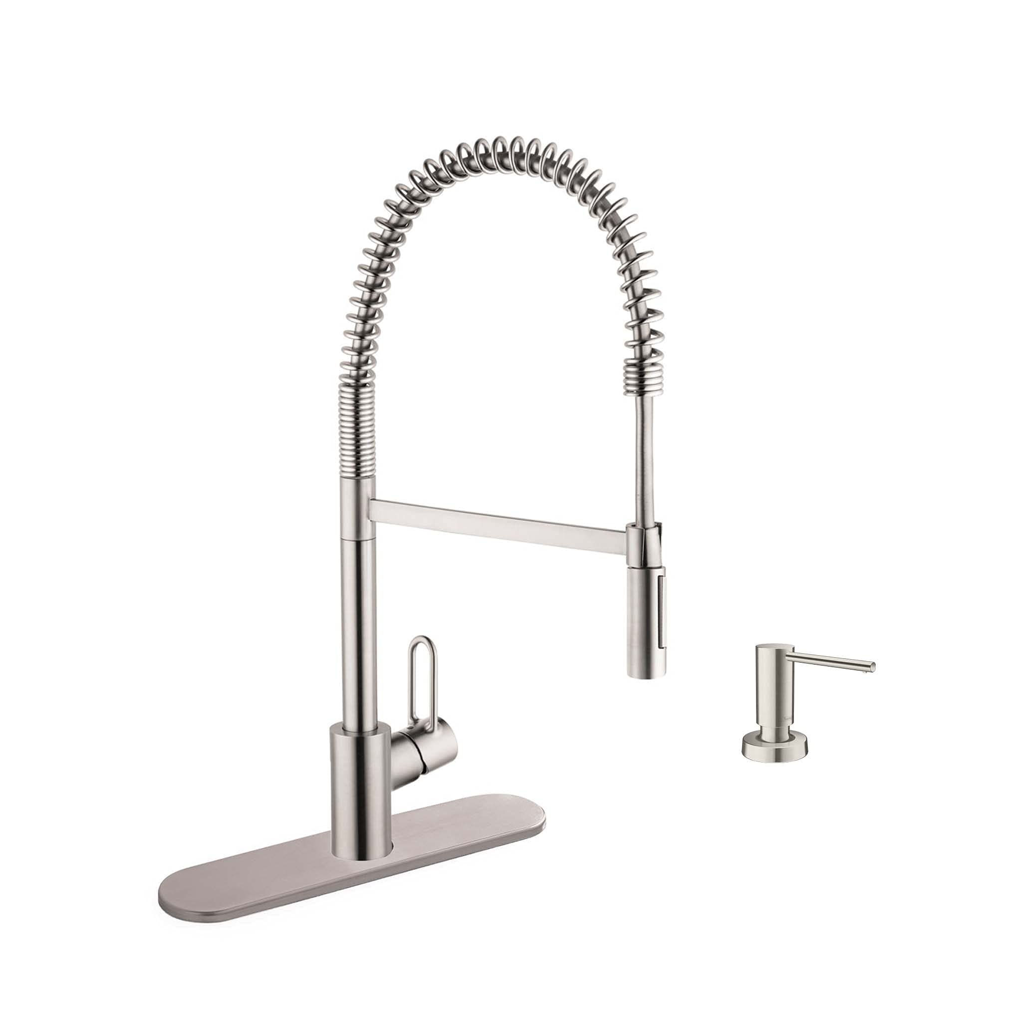 Talis Loop Steel Optic 2-Spray Semi-Pro Kitchen Faucet + Soap Dispenser + Base Plate