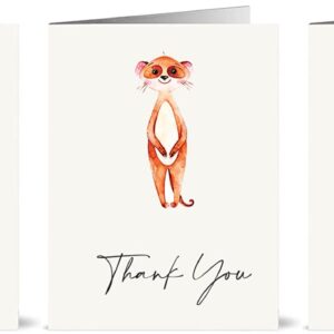 the lazy panda card company 20 x Watercolor Animal Thank You Cards with Envelopes