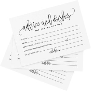 Confetti Advice and Wishes for The Mr and Mrs (50 Cards) Marriage Advice Cards, Wedding, Bride, Groom, Bridal Shower, Fill in The Blank, Minimalist