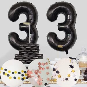 Xihuimay Number 33 Balloons 40 inch Digital Balloon Alphabet 33 Birthday Balloons Digit 33 Helium Balloons Big Balloons for Birthday Party Supplies Wedding Bachelorette Bridal Shower, Black Number 33