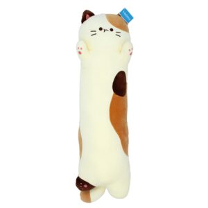 vintoys very soft cat long hugging pillow plush kitten kitty stuffed animals milky white 26"