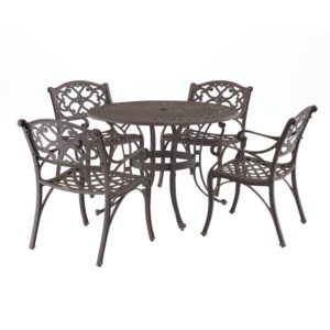 homestyles 6655-328 5 piece outdoor dining set, 48" table, bronze