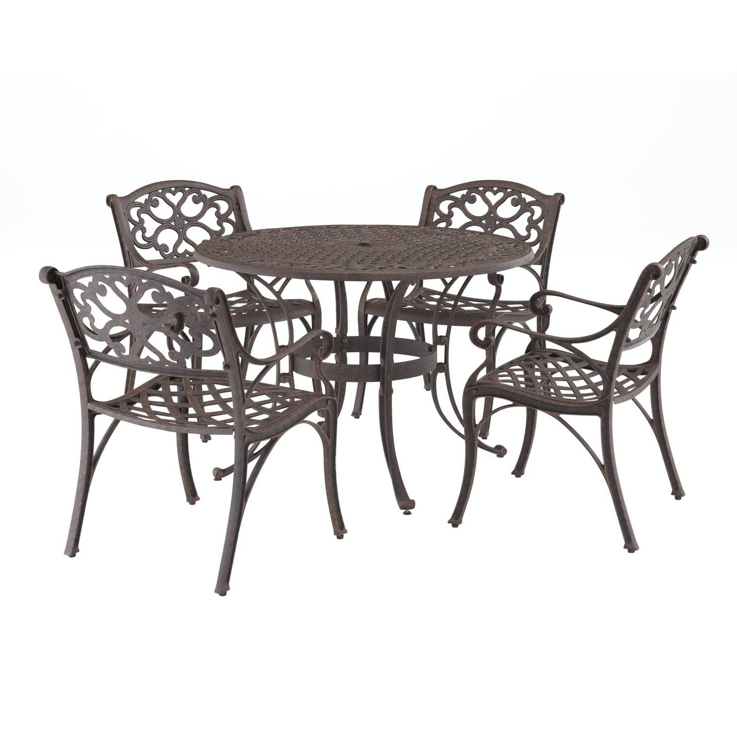 Homestyles 6655-328 5 Piece Outdoor Dining Set, 48" Table, Bronze