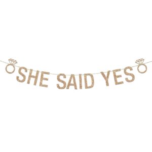 she said yes banner, he put a ring on it, glittery from miss to mrs just engaged bride to be party hanging supplies