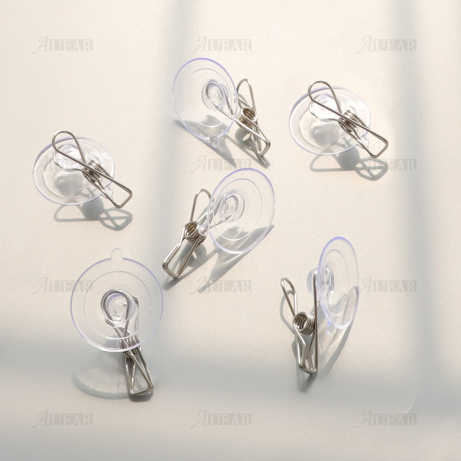 AUEAR, 8 Pack Suction Cup Clips Plastic Round Sucker Clamps Holder for Hanging Home Office Bathroom Accessories 45mm