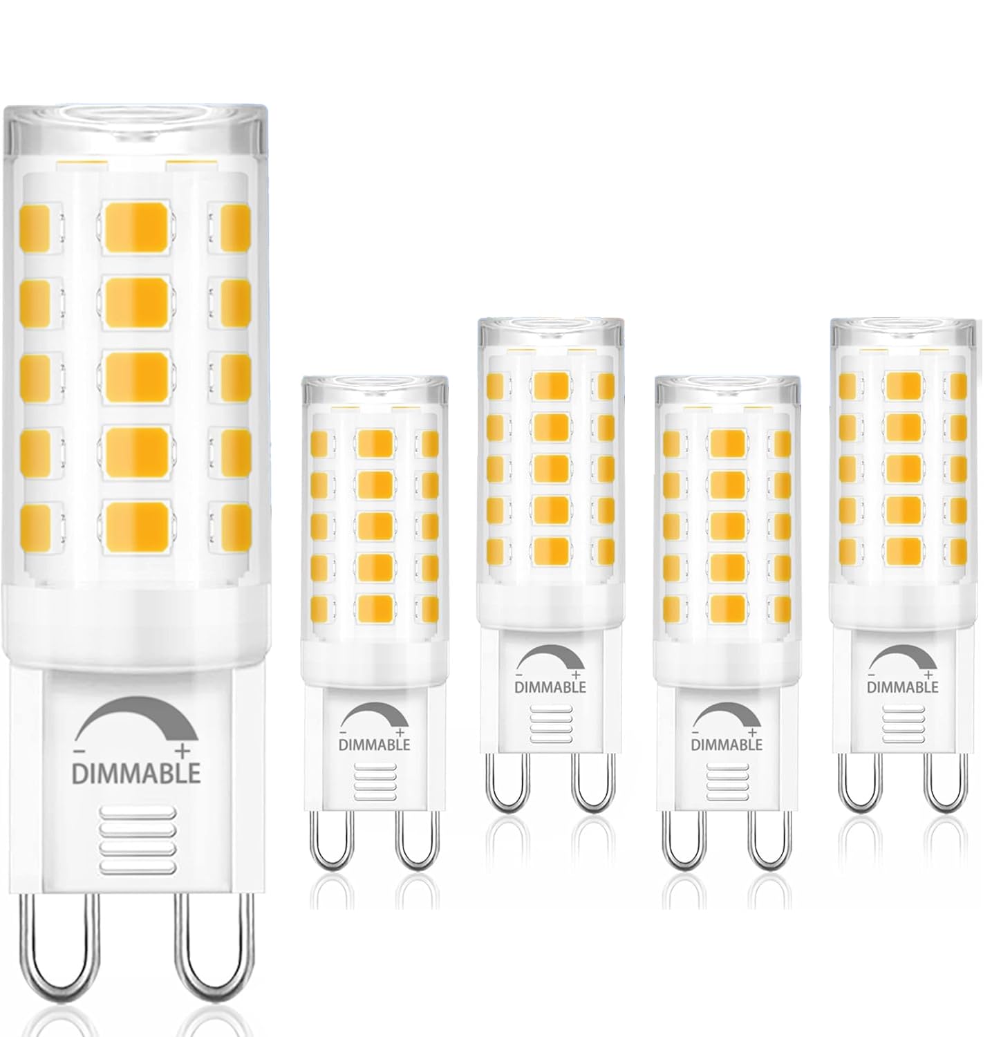 winshine Dimmable G9 LED Light Bulb 3000K Warm White, 4W G9 Base Chandelier Light Bulb Soft White, T4 40Watt Halogen Replacement G9 Bi Pin Base, CRI85 120V 360° Beam Angle 5 Pack