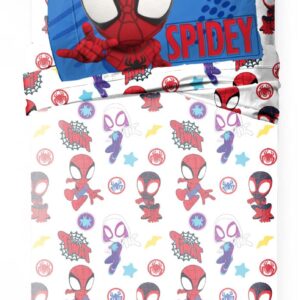 Jay Franco Marvel Spidey and His Amazing Friends Team Spidey Toddler Size Sheet Set - 3 Piece Set Super Soft and Cozy Kid’s Bedding - Fade Resistant Microfiber Sheets (Official Marvel Product)